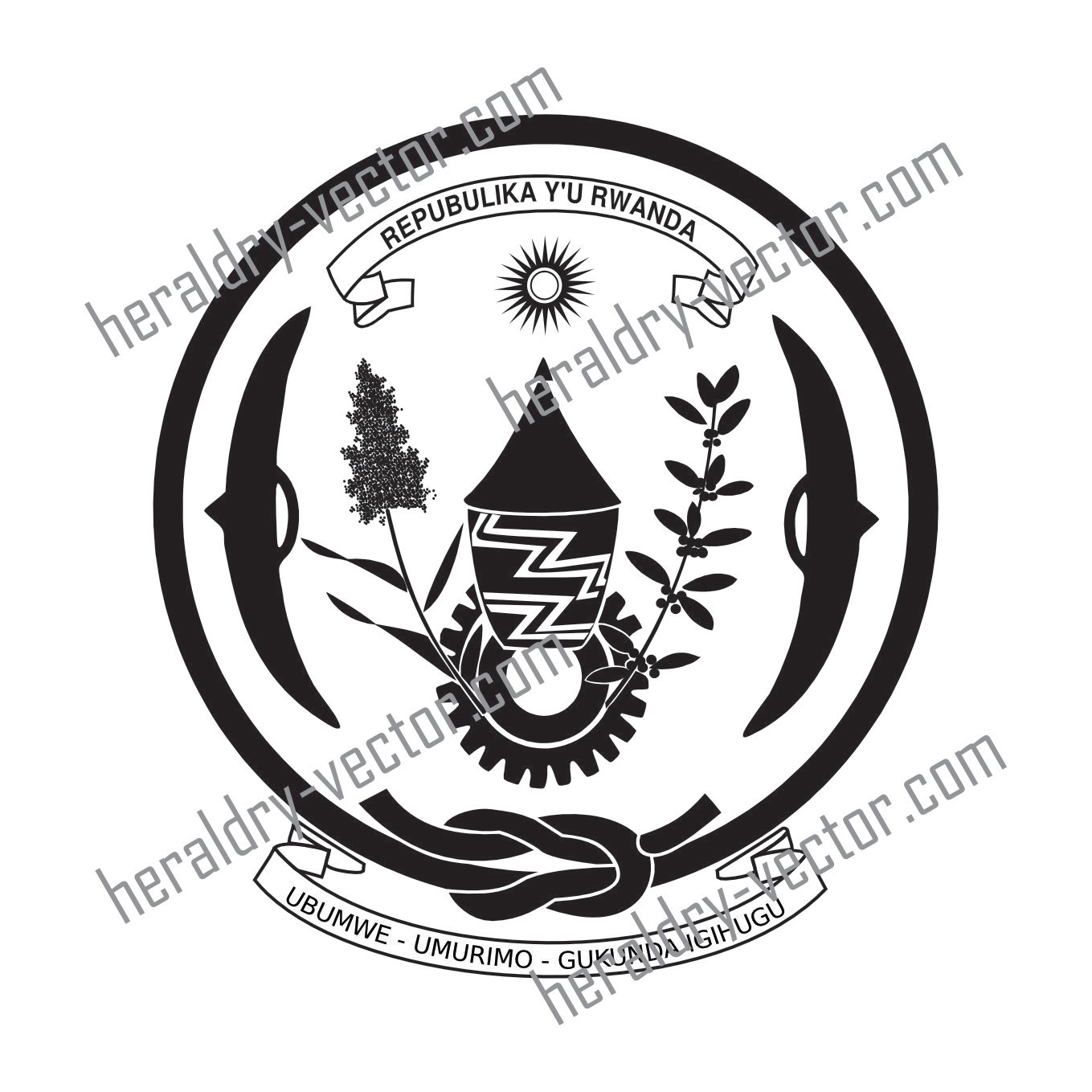 Rwanda (light back) - coat of arms - Vector image coat of arms